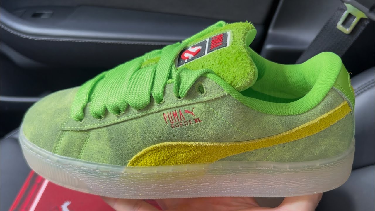 Puma Suede XL Ghostbusters Slimer Green Shoes - YouTube