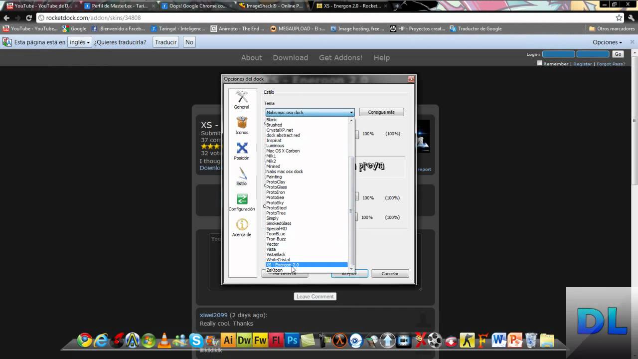 Tutorial: Descargar e instalar skins/iconos para Rocketdock - YouTube