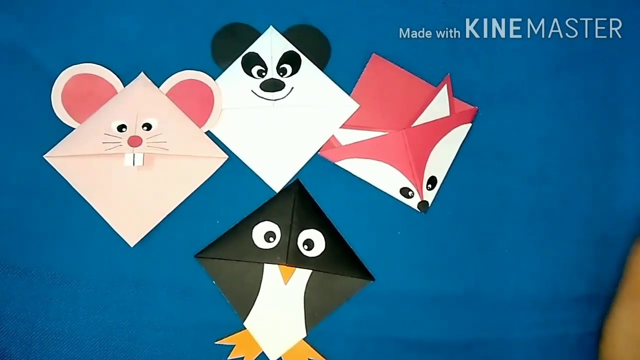 DIY EASY PAPER ANIMAL BOOKMARKS / Origami cute animal bookmark tutorial ...