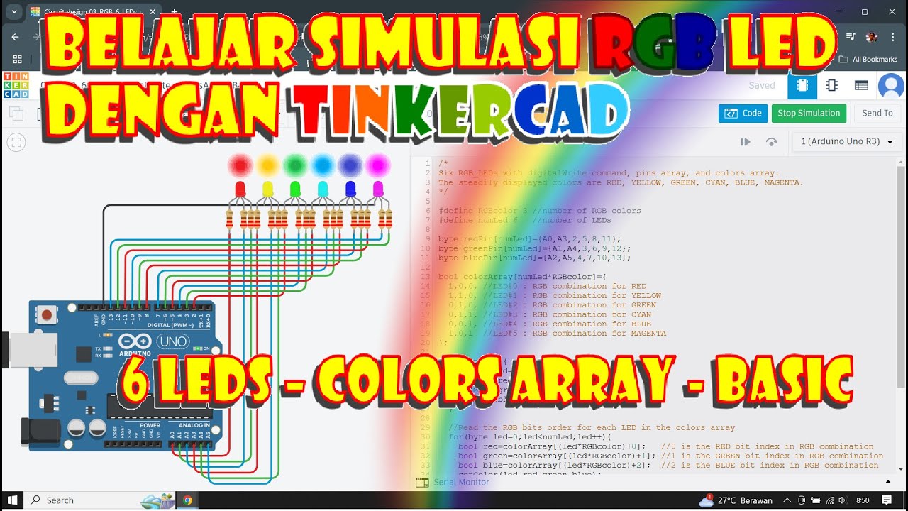Part 11 - Belajar Mengendalikan 6 LED RGB - Colors Array - Basic ...