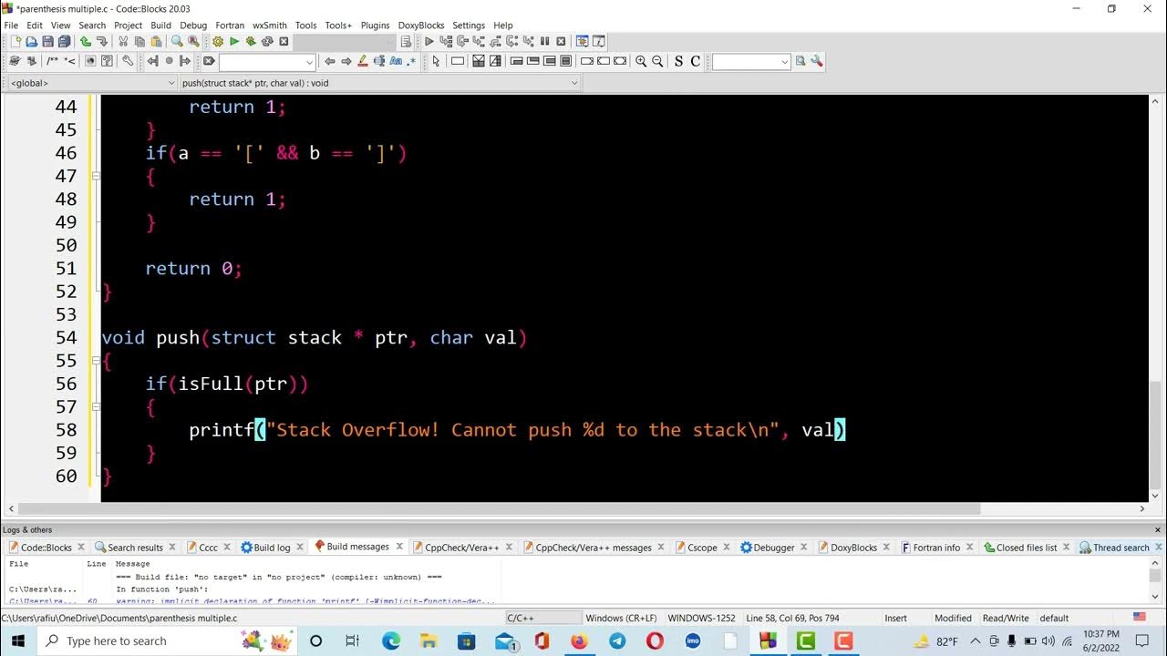 Multiple Parenthesis Matching Using Stack with C Code With Source Code #cprogramming - YouTube