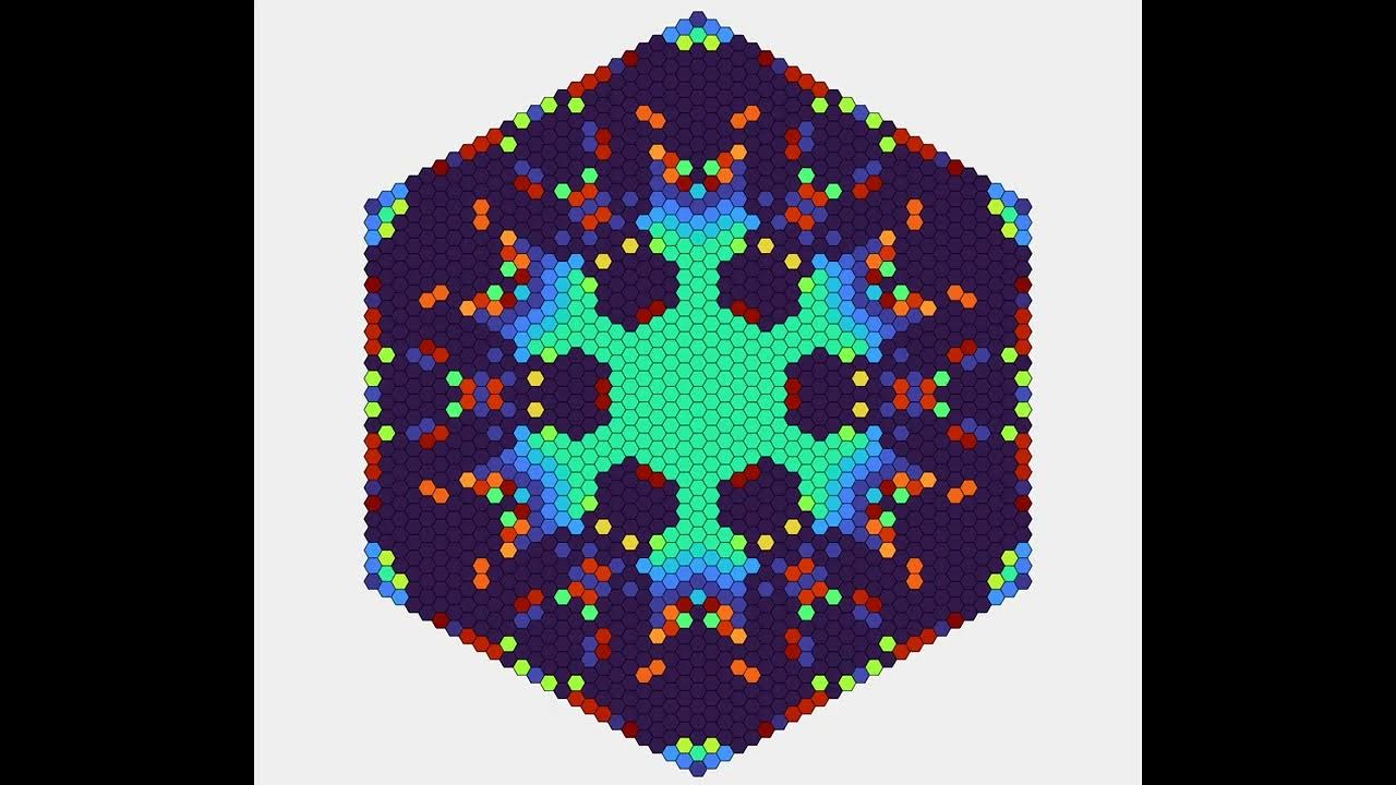 Sum of Neighbours Cellular Automaton, Hexagon Grid - YouTube