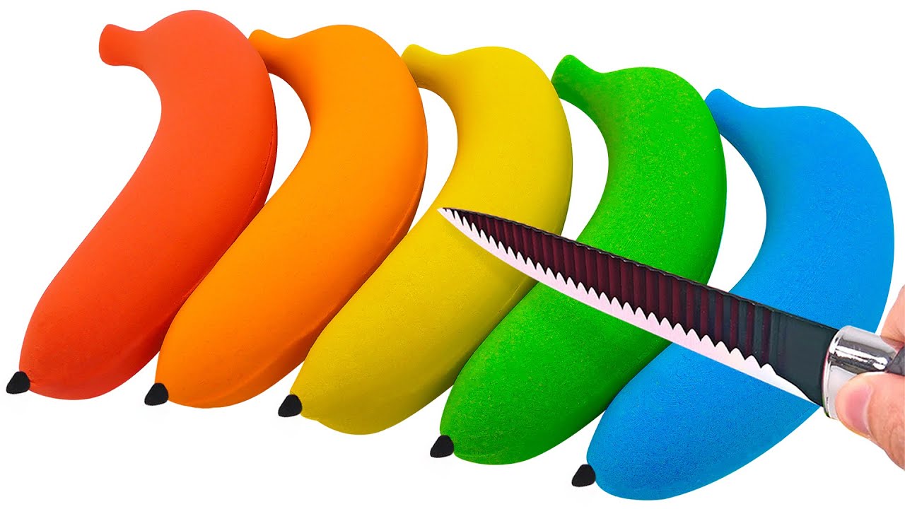 Satisfying Video l DIY How To Make Banana from Rainbow Kinetic Sand ...