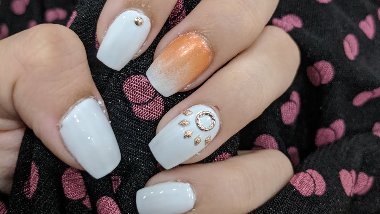 White Sober Nail Art🕊(Short Coffin Nails) - YouTube