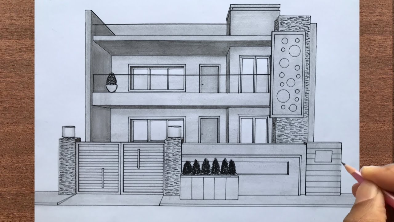 How to Draw a House in 1-Point Perspective - YouTube