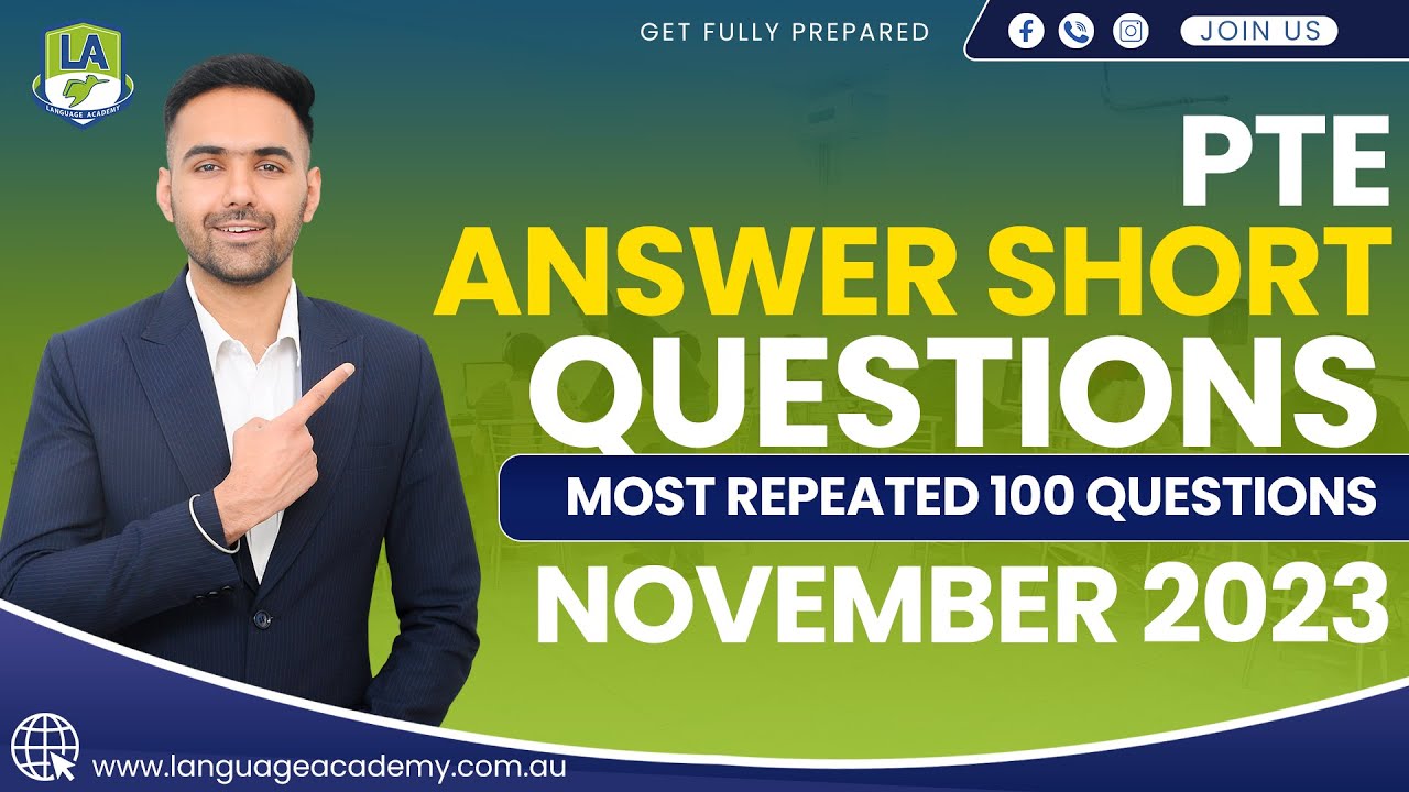 PTE Speaking Answer Short Questions | November 2023 | Exam Predictions | Language Academy PTE ...