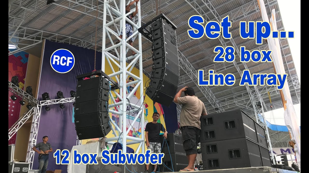 Teknik Memasang Line Array 28 box (14 per sisi) - YouTube