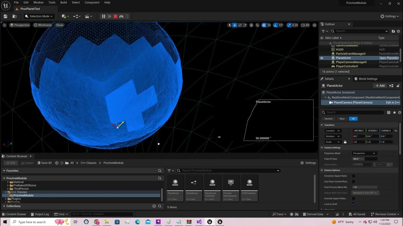UE5 - Procedural Planet - Quick demo of LOD updating - YouTube