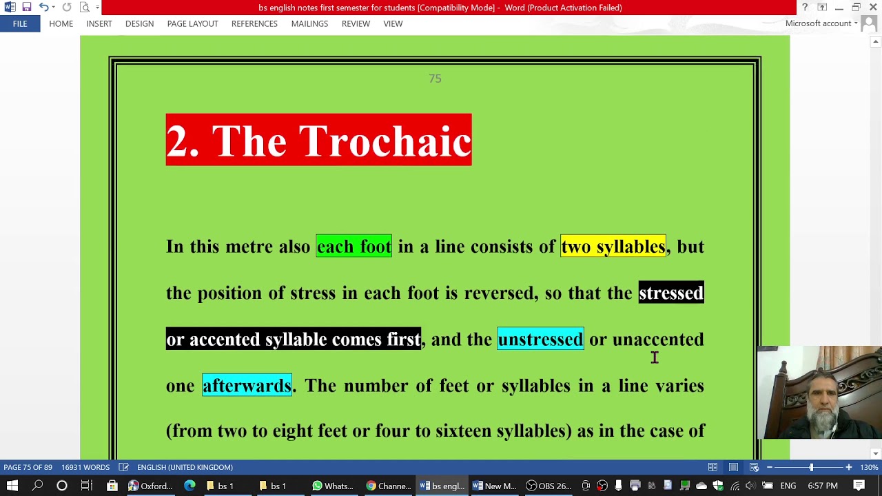 Trochaic (trochee) lecture 22 intro to English literature 1 bs 1 - YouTube