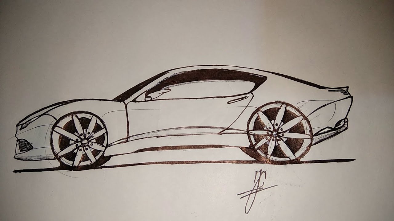 Simple Car Sketch 12 || How to draw a car sketch - YouTube