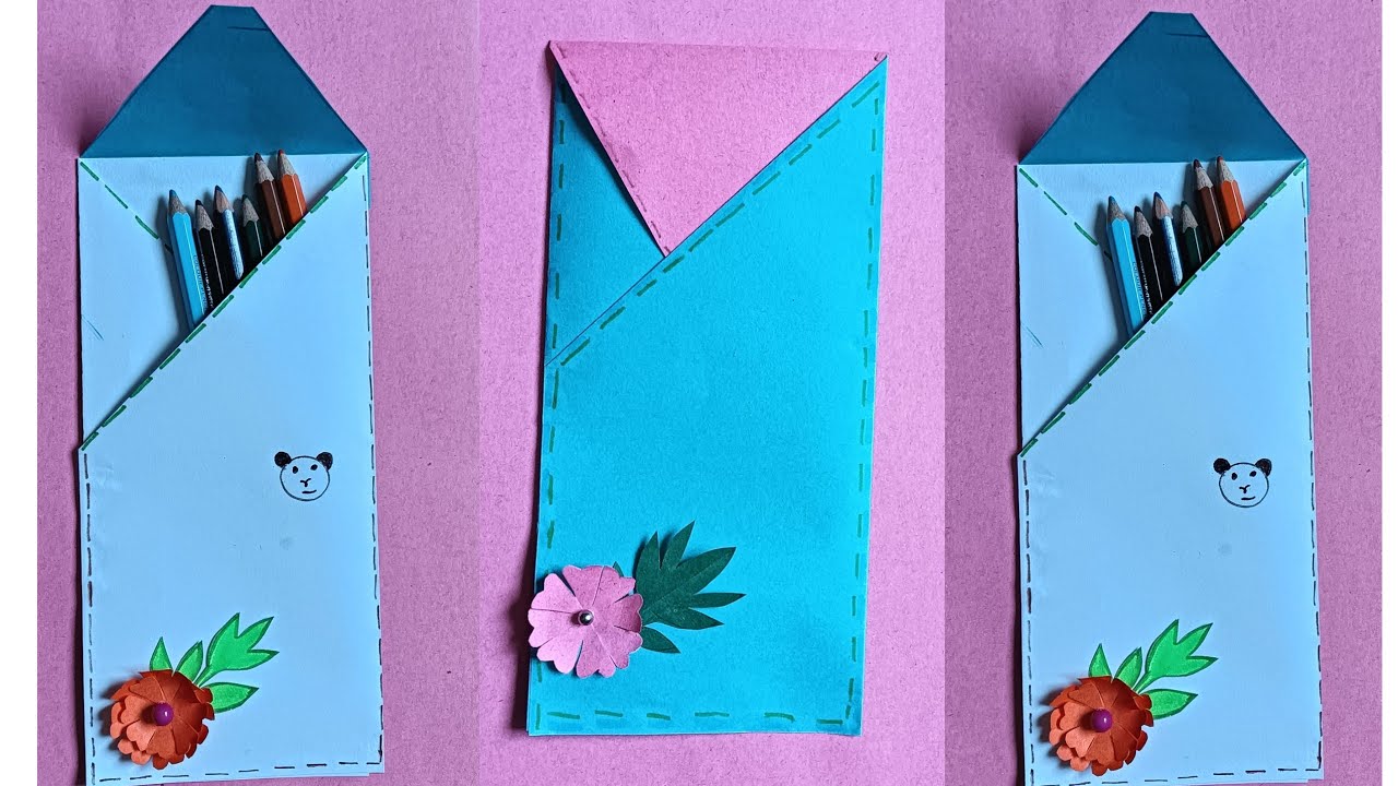 How To Make Paper Pencil Case- Back To School Craft | DIY Pencil Box ...