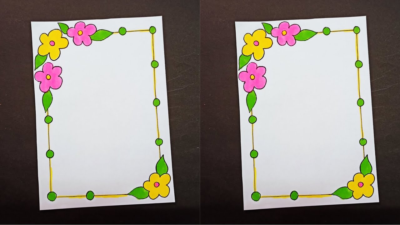 Beautiful pink & yellow border design for notebook / copy | Front page ...
