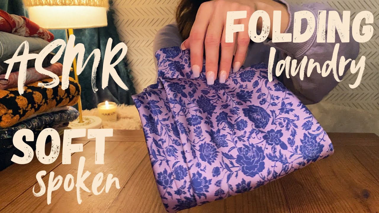 ASMR Soft Spoken Folding Laundry w/ Gentle Thunderstorm Ambiance - YouTube