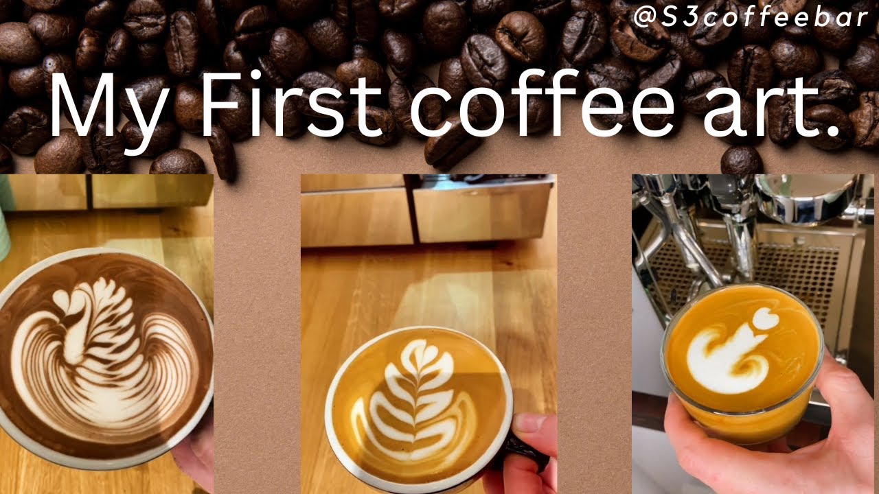 My first coffee art! #coffee #coffeeart #love - YouTube