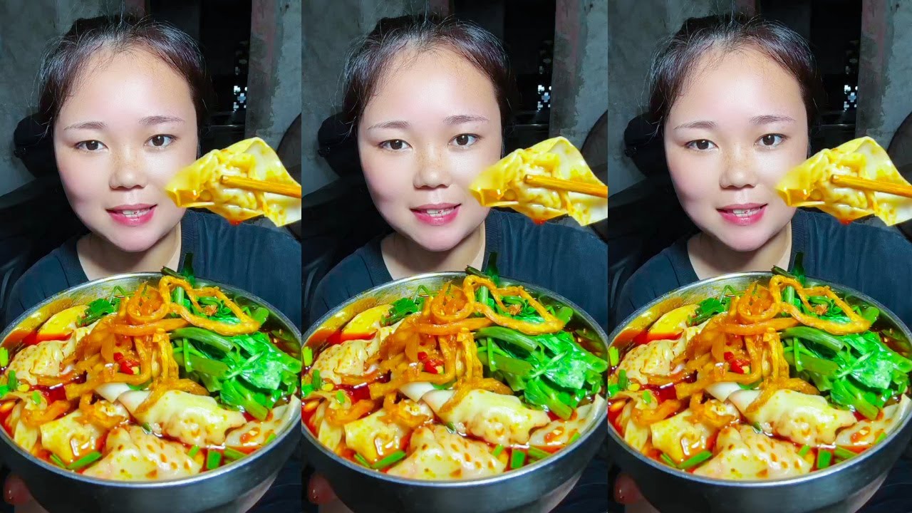 Let's Eat Show: Spicy papaya shreds, Eating Dumpling With Spicy Sauce ...