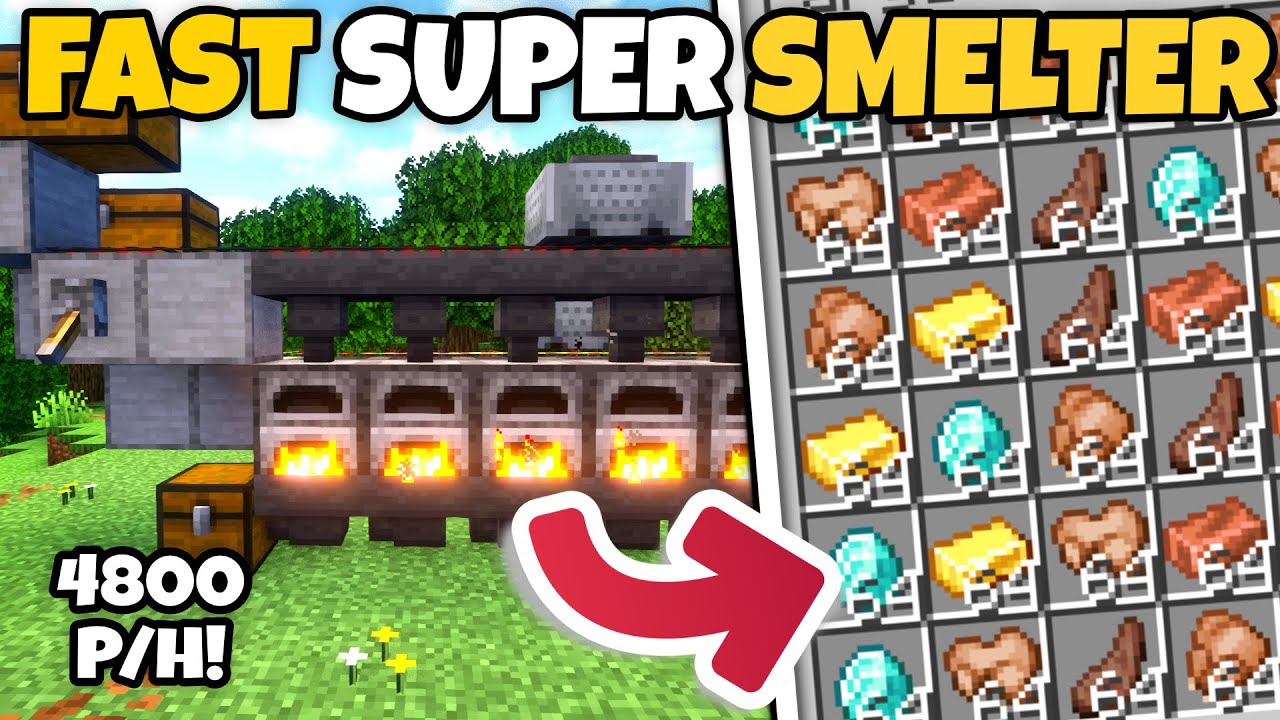 Minecraft: Easiest Automatic SUPER SMELTER [Tutorial 1.21] EASY BUILD ...