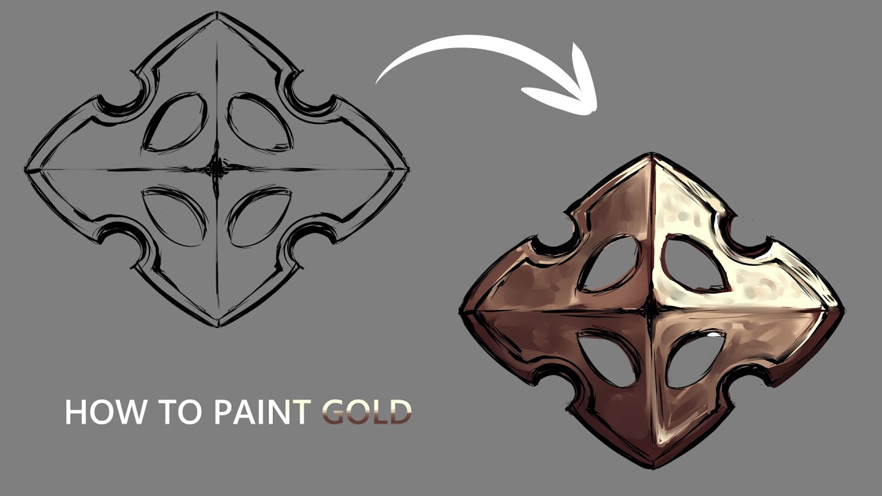 How to paint Gold (from drawing stage) - YouTube