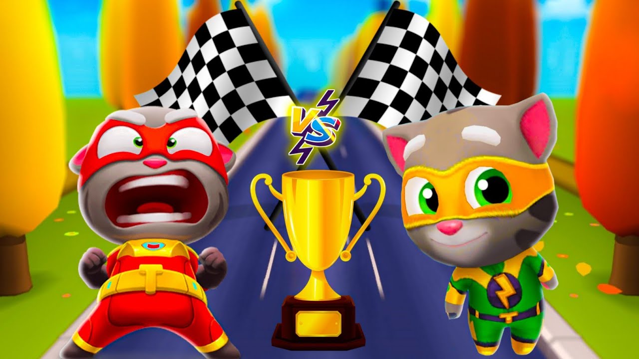 BATTLE RUN !! Talking Tom Hero Dash ( TOM ) 🆚 ( SUPER TOM ) Tom Gold ...
