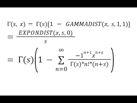 UPPER Incomplete Gamma Function Cumulative GAMMADIST EXPONDIST Taylor ...