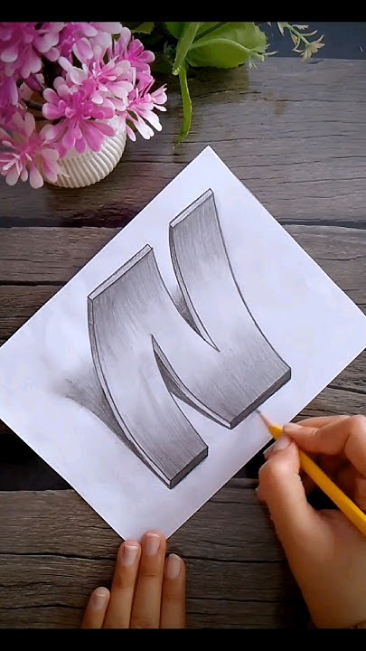 Learn how to draw English Alphabet capital N in 3D drawing/3D optical ...