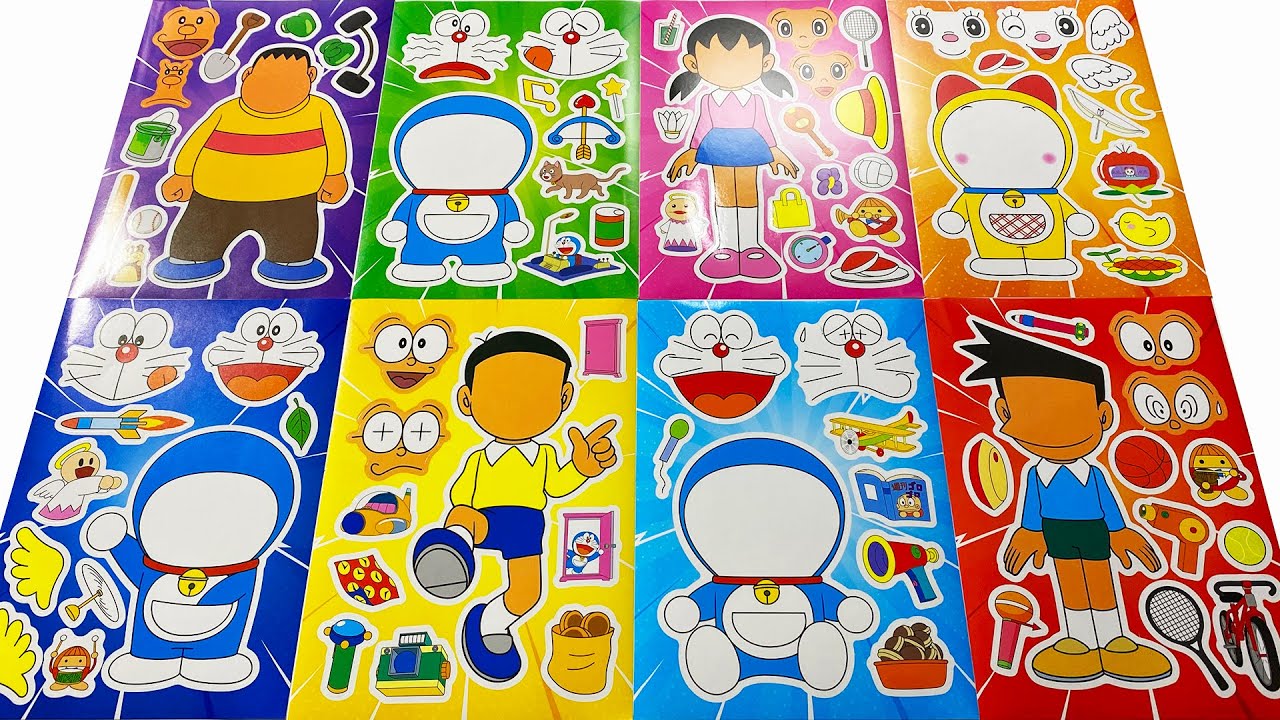 [Sticker ASMR] Decorating a Satisfying Doraemon Sticker Book ASMR 도라에몽 ...