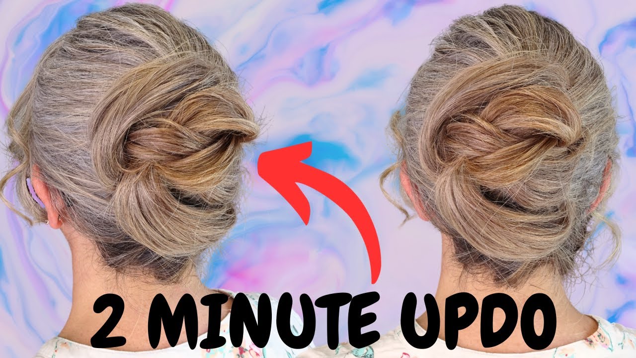 EASY 2 minute updo hairstyle | quick mid height bun hair tutorial - YouTube