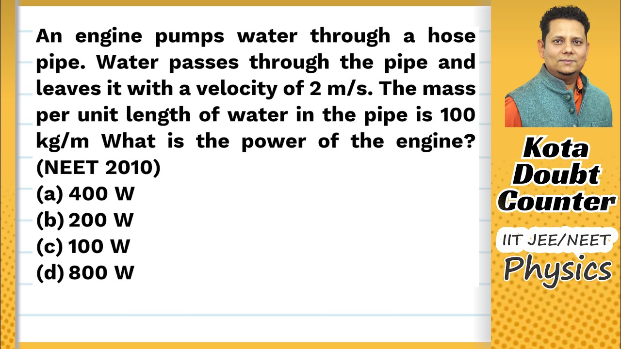 An engine pumps water through a hose pipe. Water passes through the ...