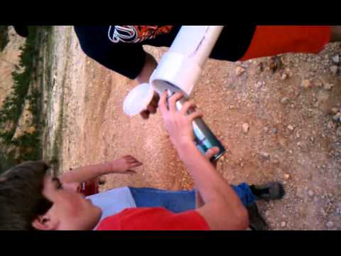 Potato cannon with hair spray and propane - YouTube