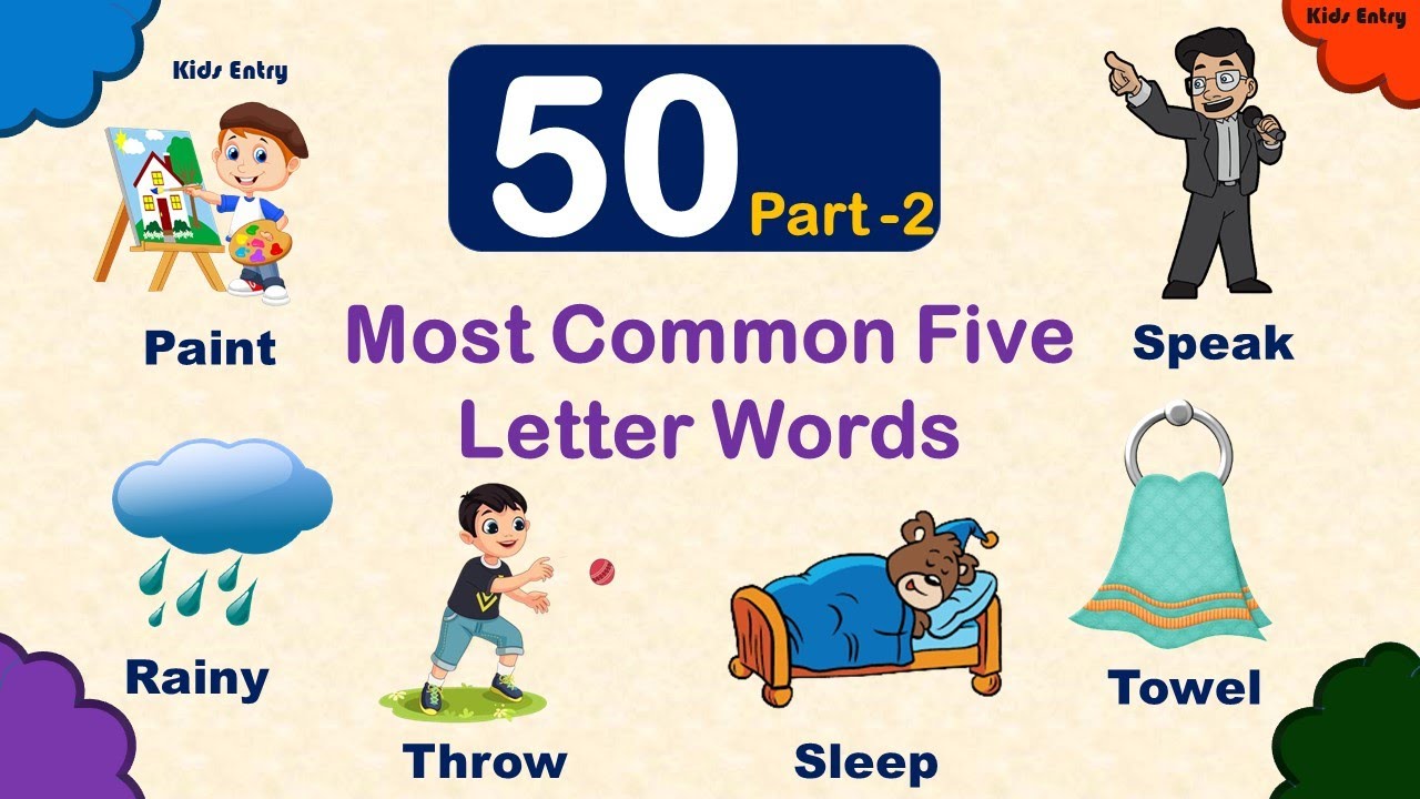 Five Letter Words in English Part 2 | Pre School Learning | Most Common ...
