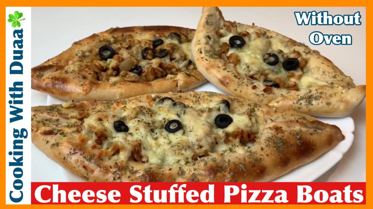 Cheese Stuffed Pizza Boat (Without Oven) l Cheese Pizza Boat l Cooking ...