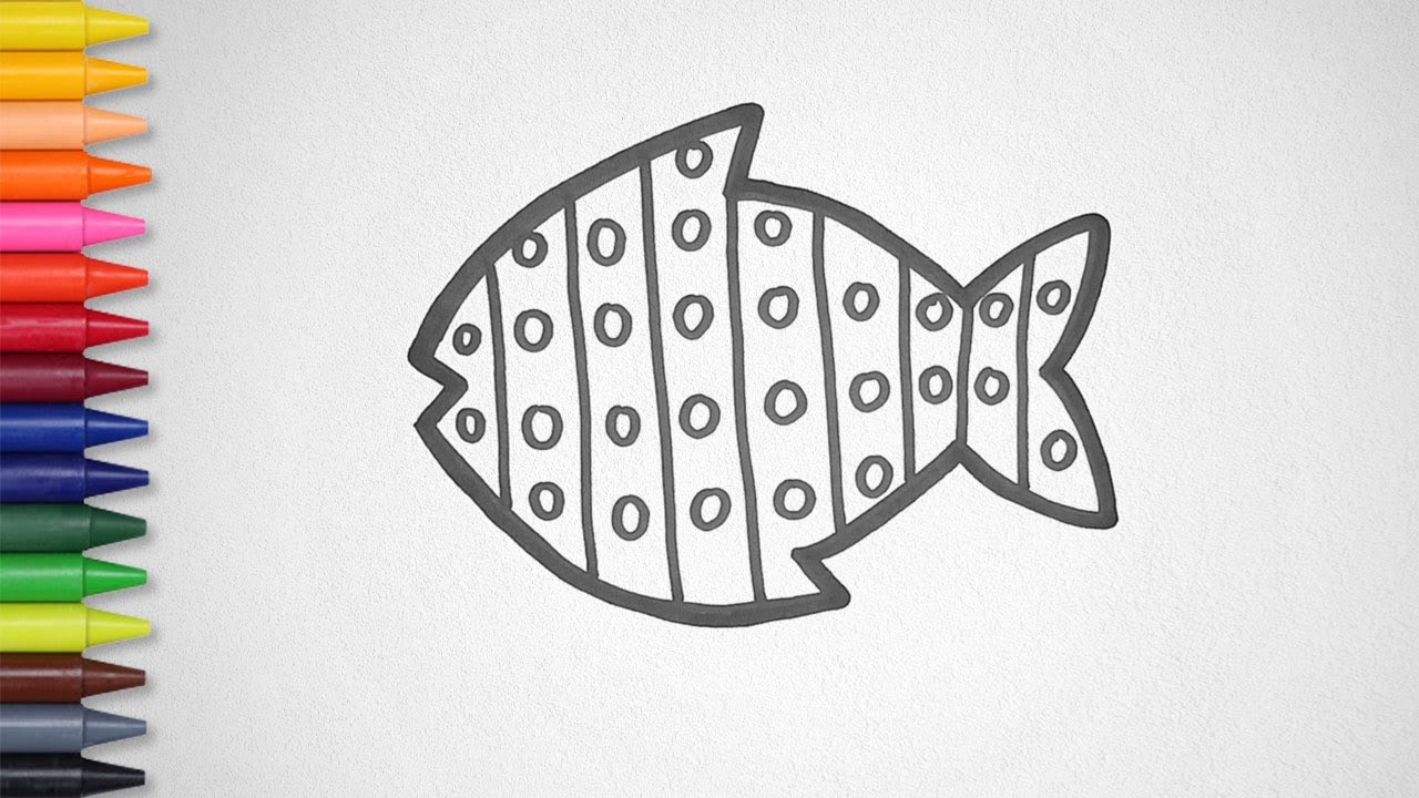 How to Draw Cute POP IT Fish and Coloring Page with Crayons | Drawing ...