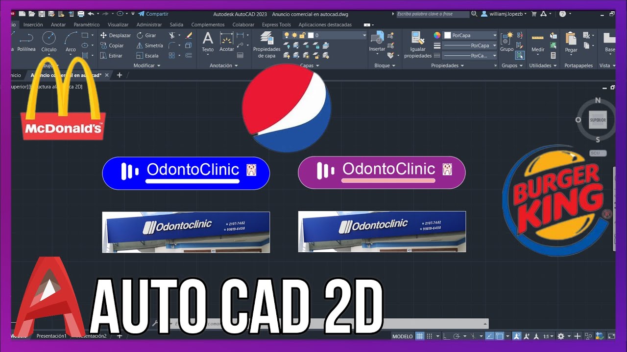 REDISEÑANDO UN AVISO COMERCIAL EN AUTO CAD 2D - YouTube