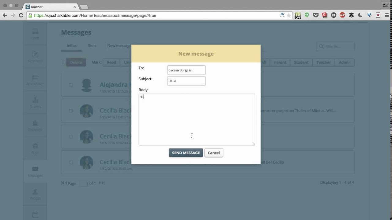 Chalkable Classroom: Messages - YouTube