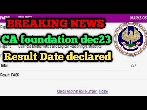 CA foundation Dec23 Result Date declared/ Result Date declared by ICAI ...