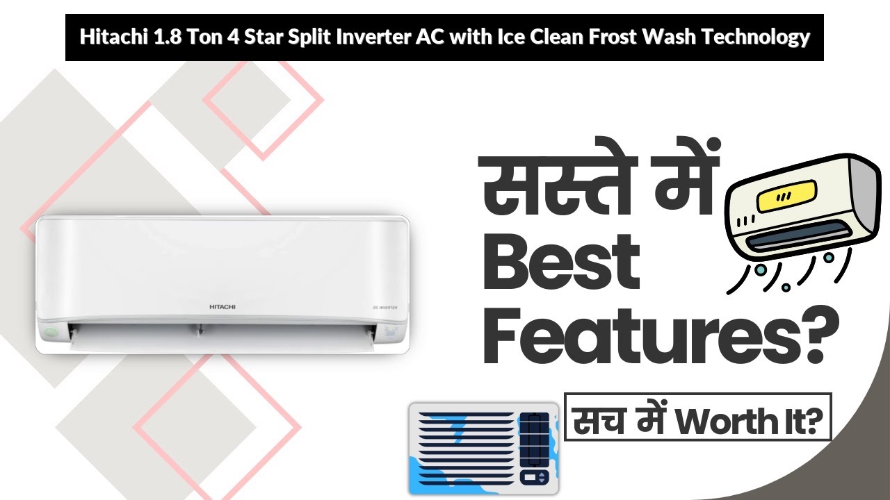 Hitachi 1.8 Ton 4 Star Split Inverter AC with Ice Clean Frost Wash ...