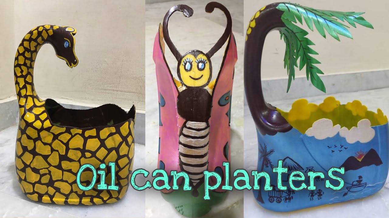 Best out of waste || used oil can craft #oilcancraftideas - YouTube