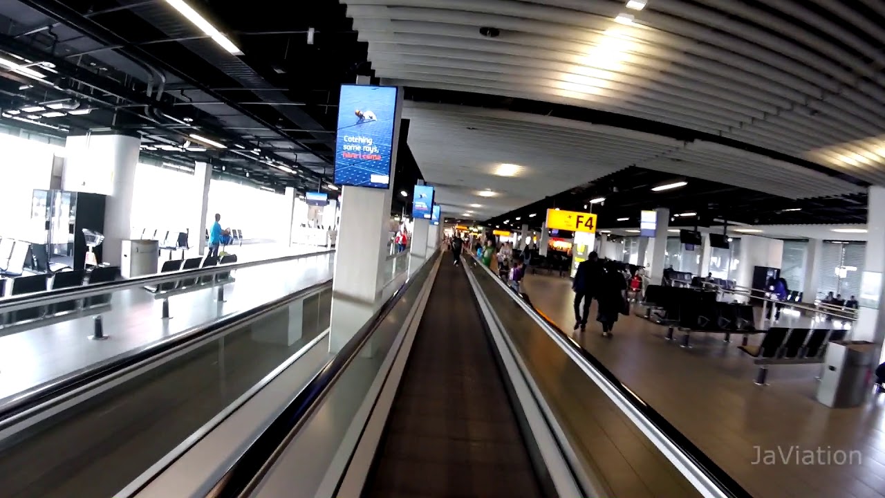 Walking the F gate at Schiphol Airport - YouTube