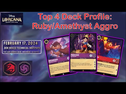 Top 4 Ruby/Amethyst Aggro Deck Profile from the 5K Lorcana Tournament in Rosemead, California ...