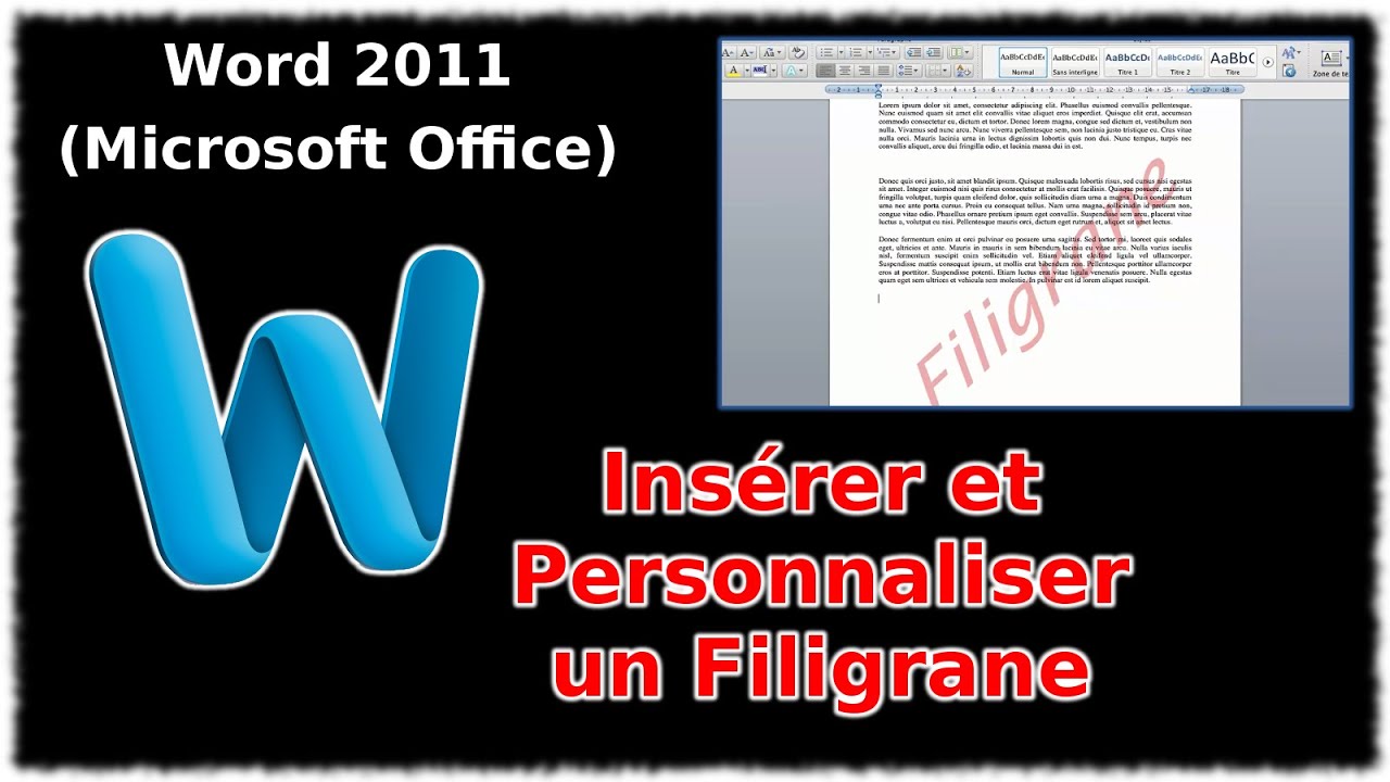 Tuto Créer et personnaliser un filigrane (Word 2011) - YouTube