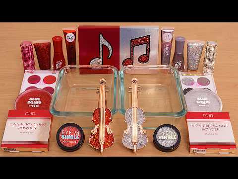 Red vs Silver - Mixing Makeup Eyeshadow Into Slime ASMR