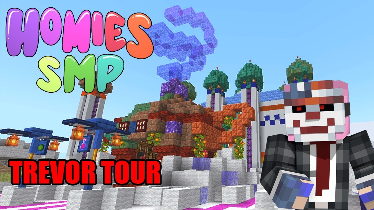 TREVOR TOUR: HE'S BUILT IT ALL, AROUND THE SERVER! - HOMIES SMP ...