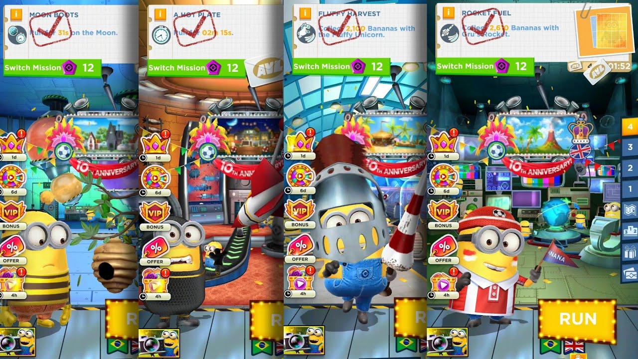 Minion Rush Bee Costume and Spy Gru and Knight and Soccer Fan minions ...