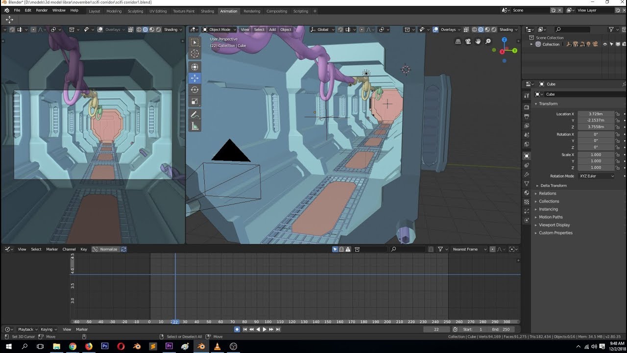 modeling a scifi corridor in blender 2.8 tutorial - YouTube
