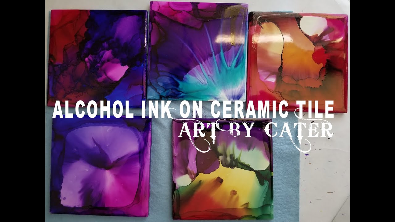 Alcohol Ink on Ceramic Tile - YouTube