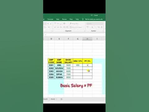 How to calculate DA HRA PF in Excel - YouTube
