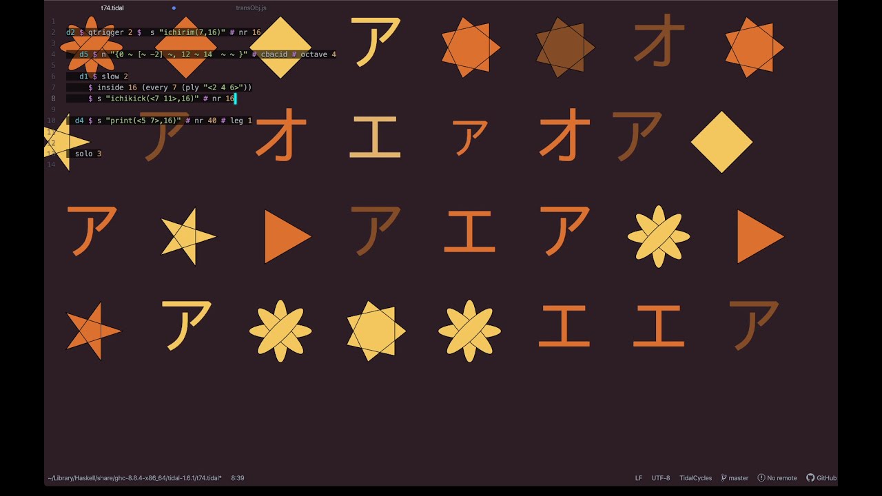 TidalCycles + p5js (via Hydra) POC - YouTube