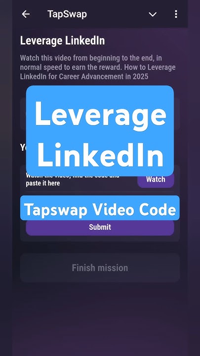 Leverage LinkedIn | Tapswap Video Code - YouTube