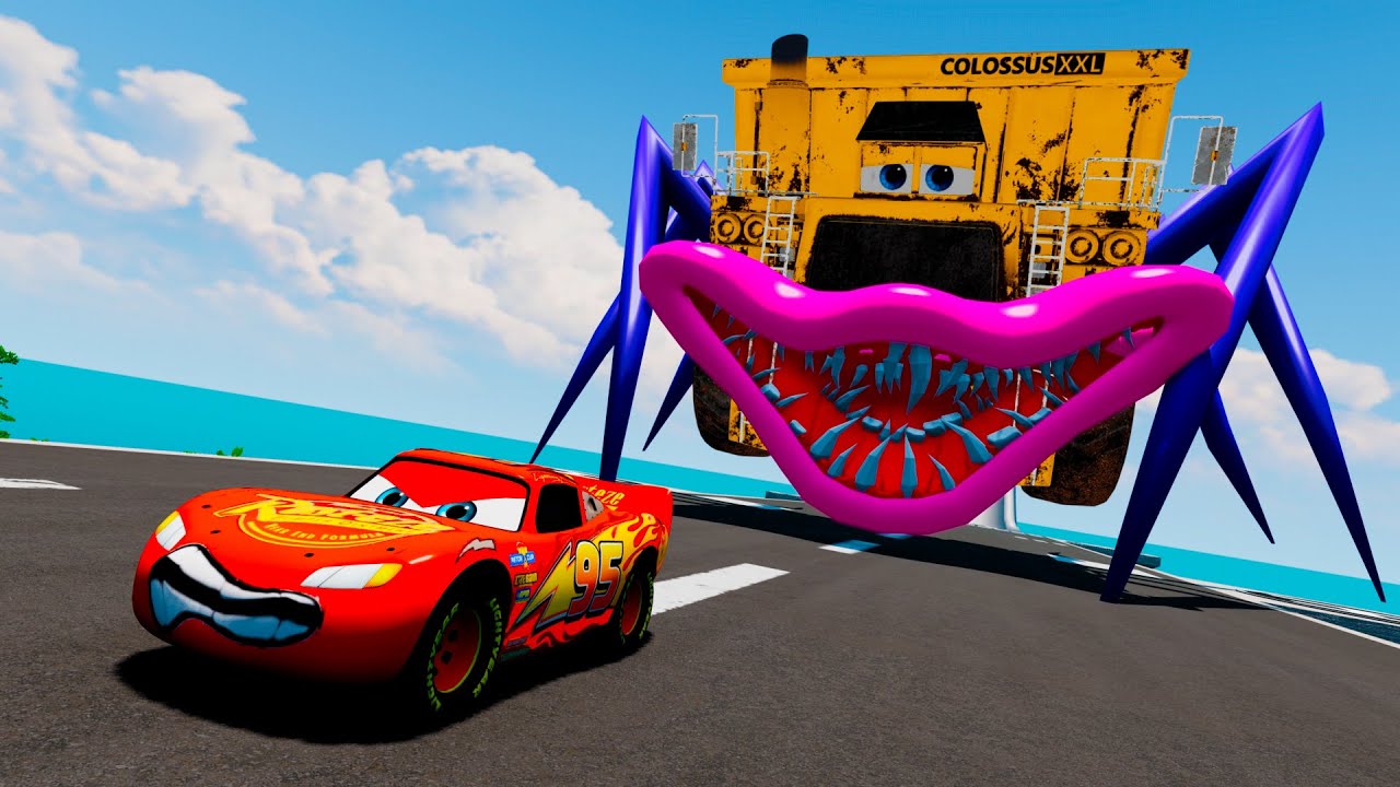 Lightning McQueen Escapes from Monsters | Meeting Spider Car Monsters ...