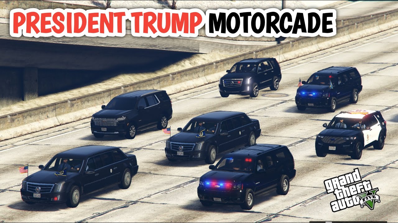 GTA 5 - Presidential Motorcade - President Trump Arrives at Military ...