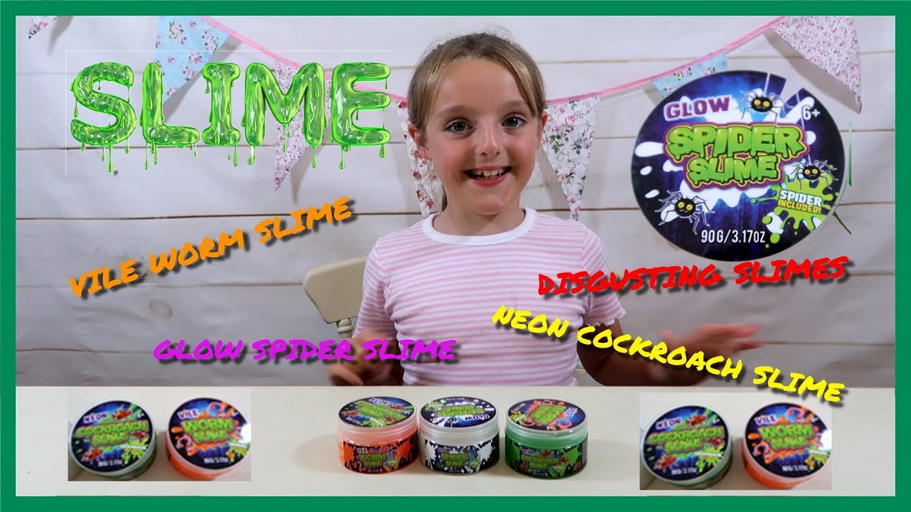 DISGUSTING SLIMES - VILE WORMS, GLOW SPIDER, NEON COCKROACH B&M - YouTube